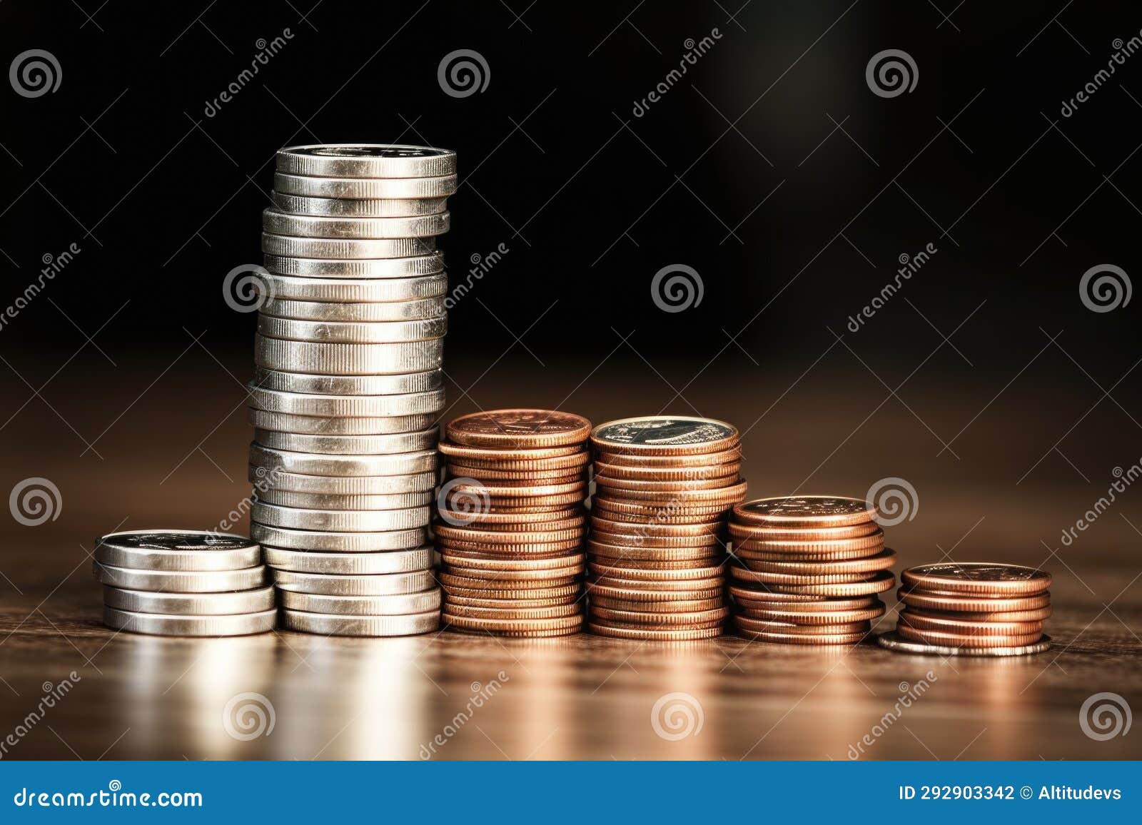 Pile of Coins Diminishing in Size Stock Photo - Image of coins ...
