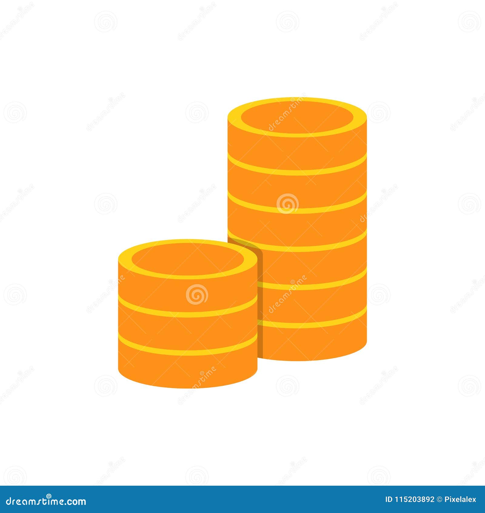 Pile of coins flat icon stock vector. Illustration of banking - 115203892