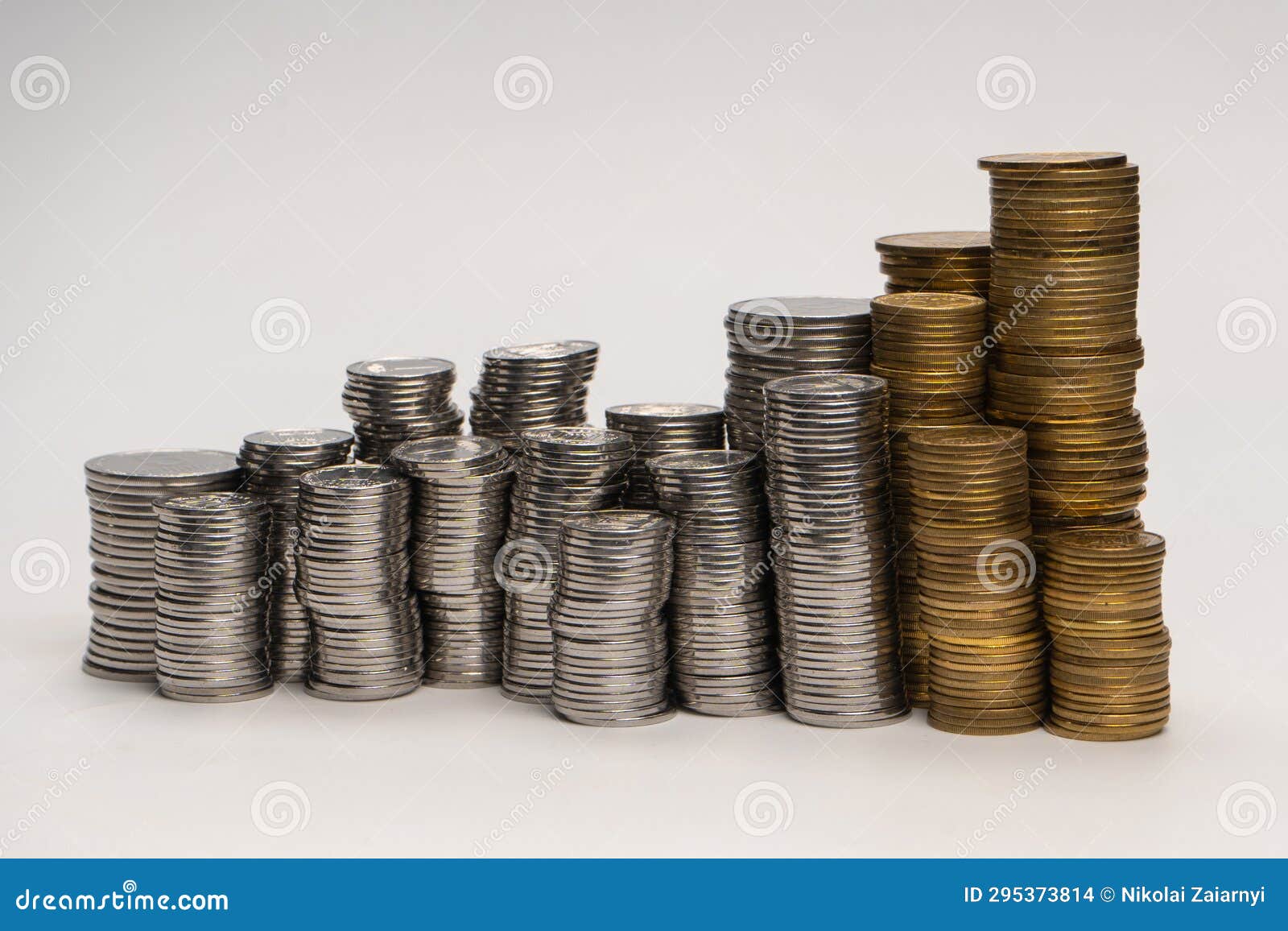 Pile of Coins Isolated on a White Background Stock Photo - Image of ...