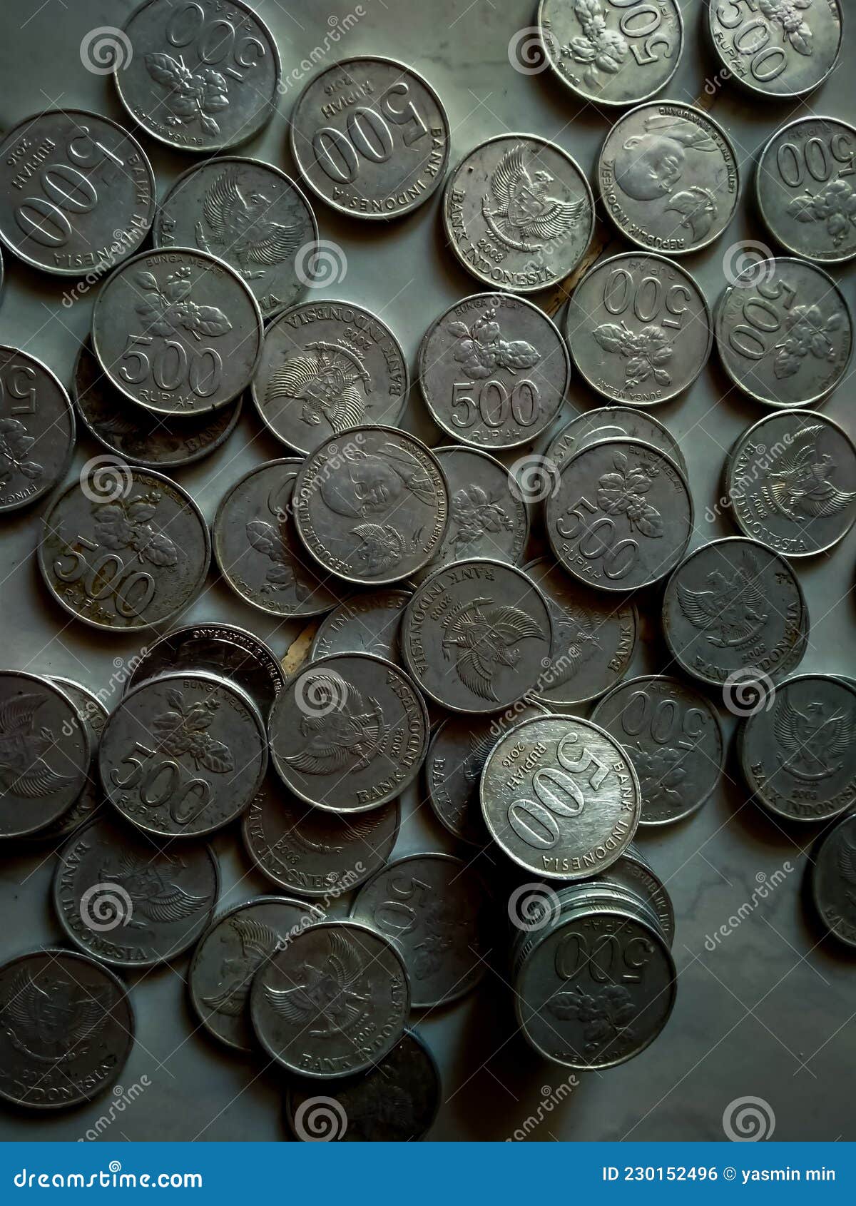 Pile of coins scatter stock photo. Image of rupiah, pile - 230152496