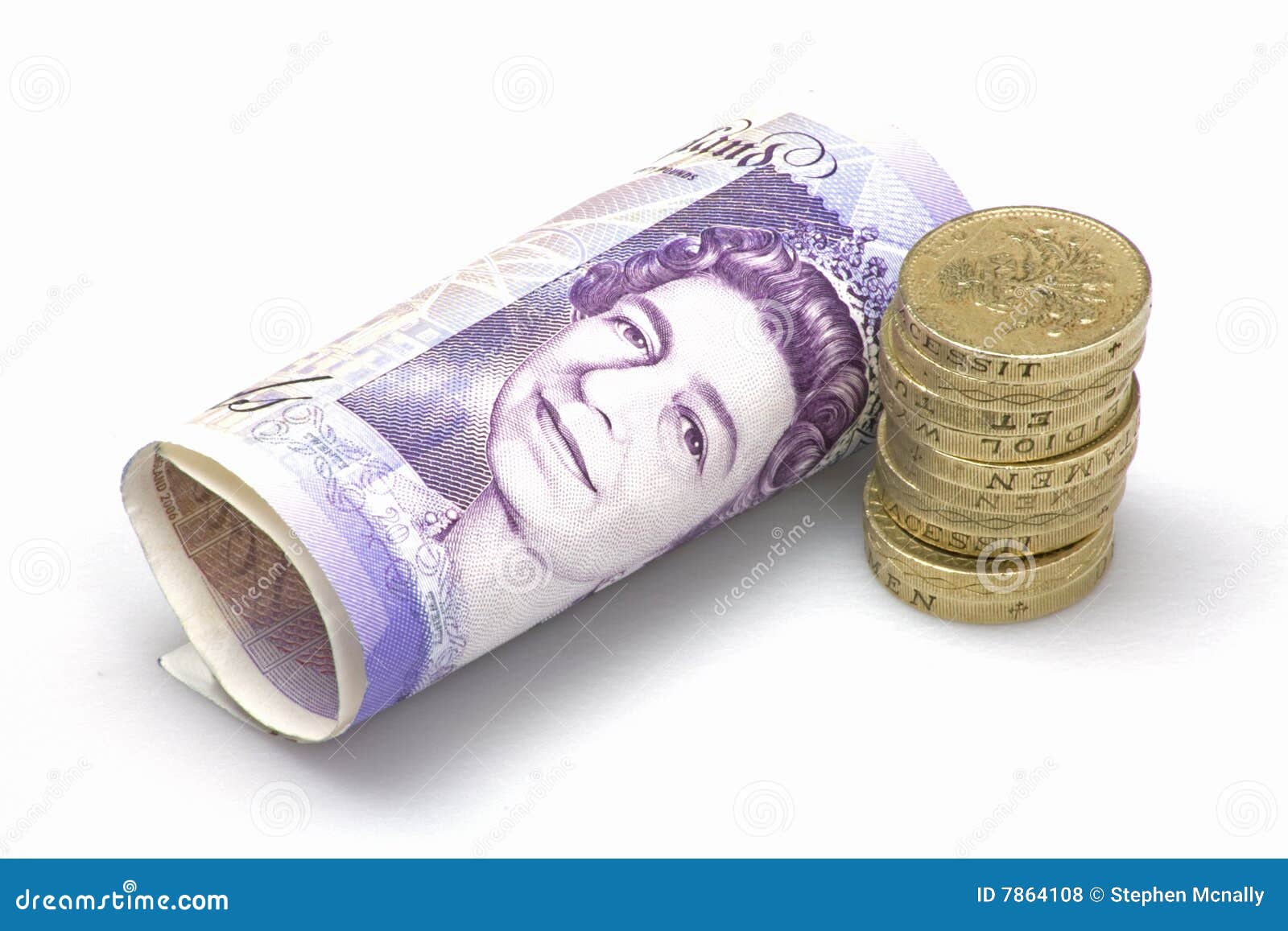 Pile of Coins and Twenty Pound Note Editorial Stock Photo - Image of ...