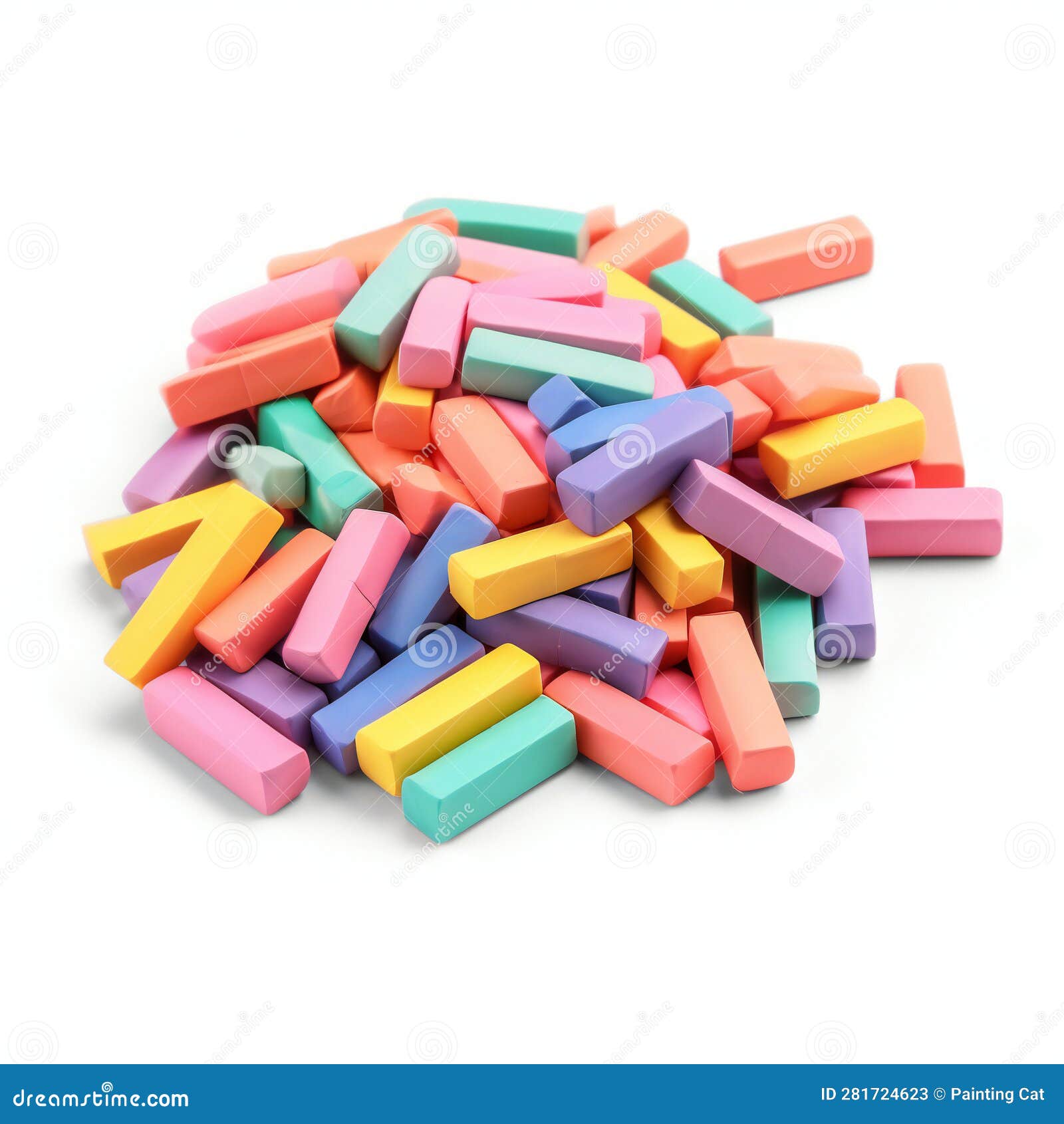Pile of Colored Chalks Isolated on White Background Stock Illustration ...