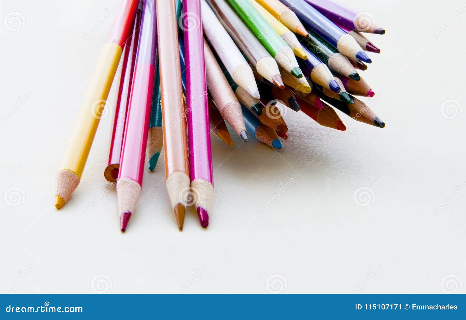 Pile of Colored Pencils stock image. Image of colorful - 115107171