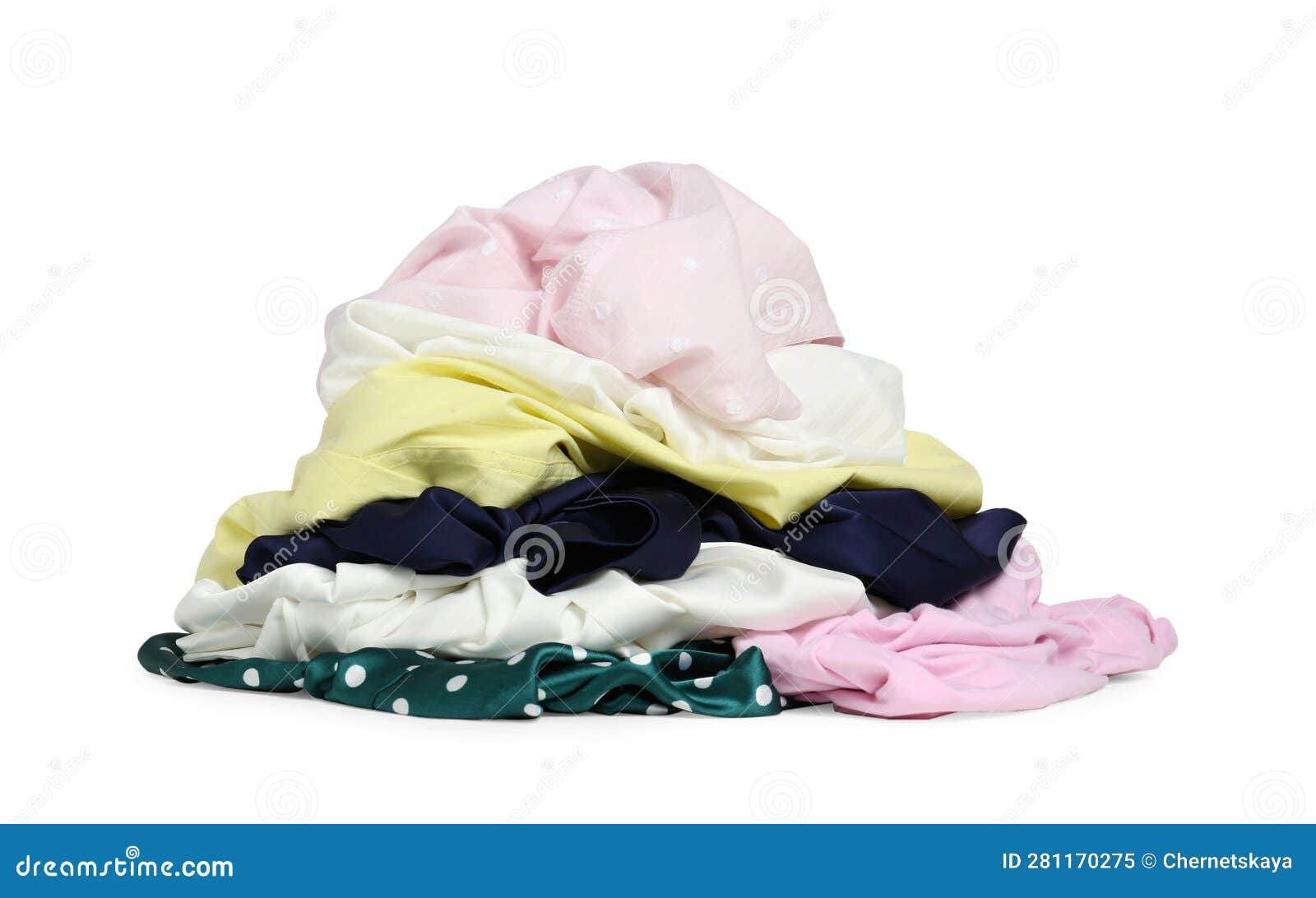 Pile of Colorful Clothes on White Stock Image - Image of cleaning ...