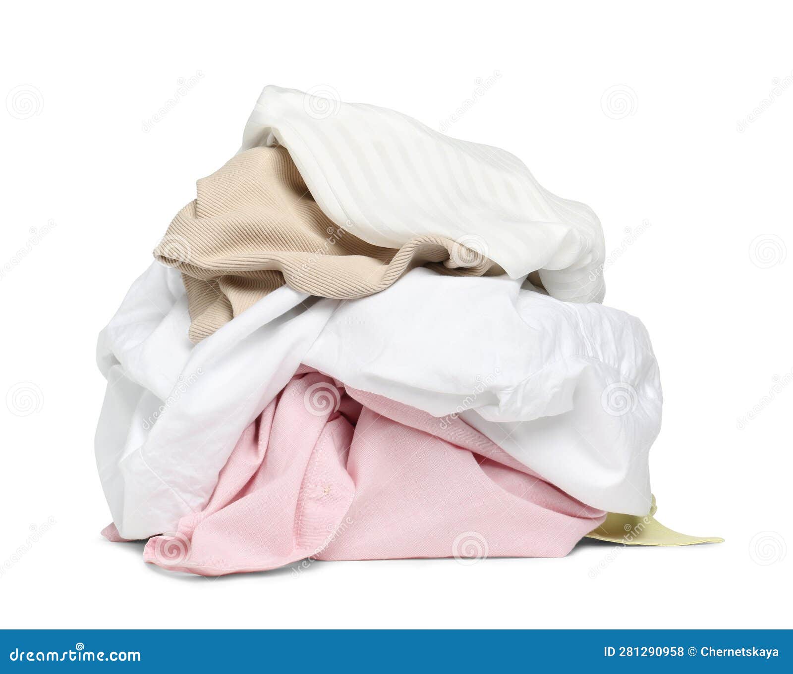 Pile of Colorful Clothes Isolated on White Stock Photo - Image of dirty ...