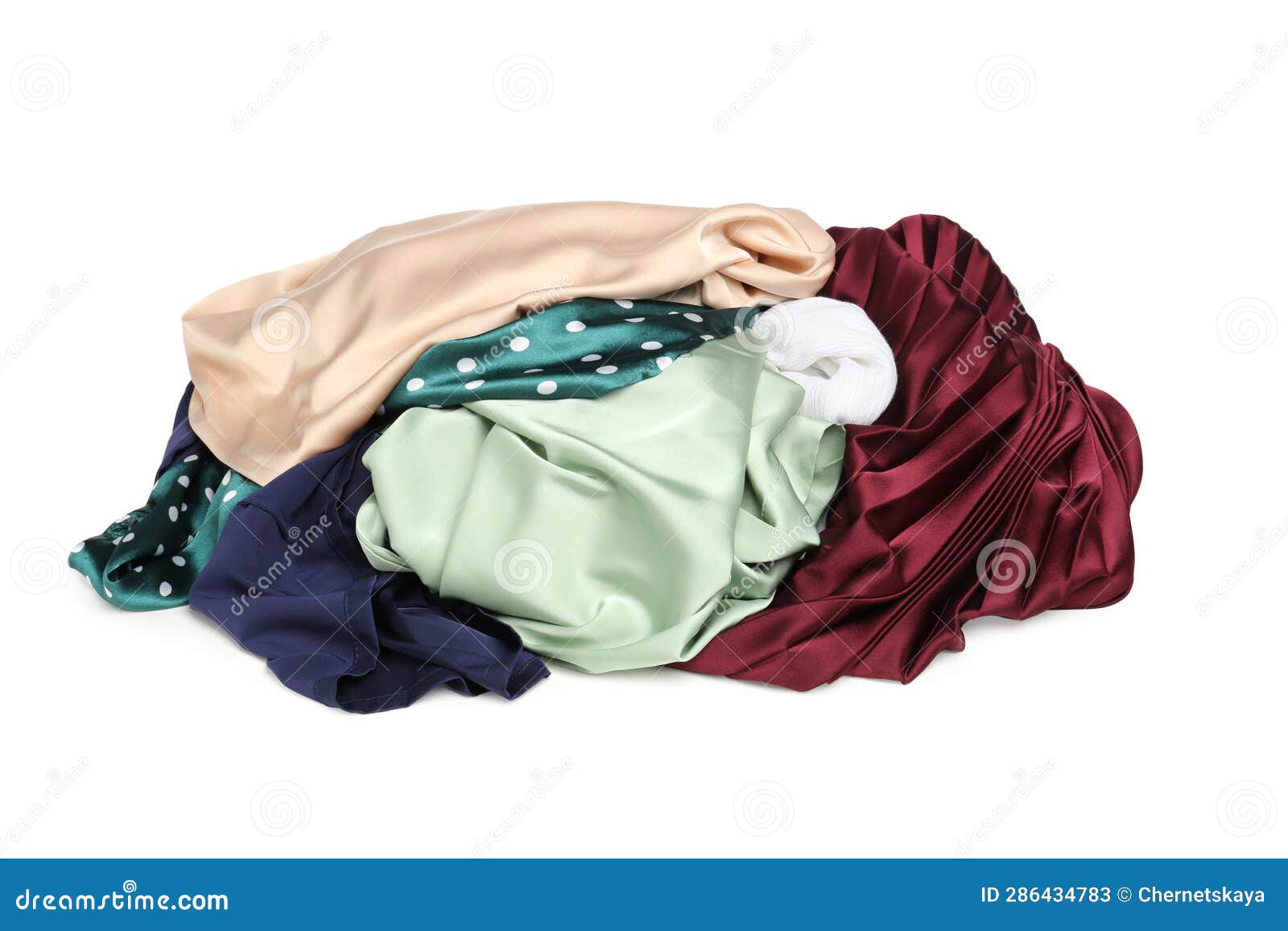 Pile of Colorful Clothes Isolated on White Stock Image - Image of care ...