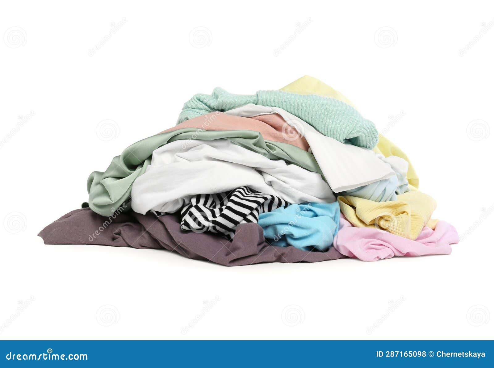 Pile of Colorful Clothes Isolated on White Stock Photo - Image of messy ...