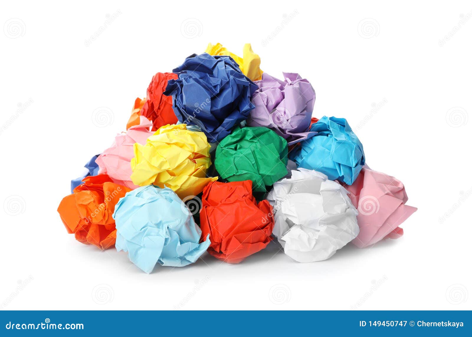 Pile of Colorful Crumpled Sheets of Paper Isolated Stock Image - Image ...