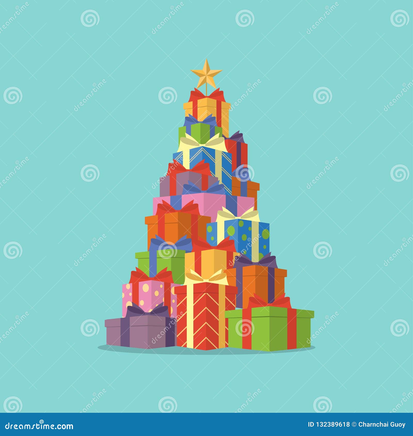Christmas tree gift boxes stock vector. Illustration of celebration ...