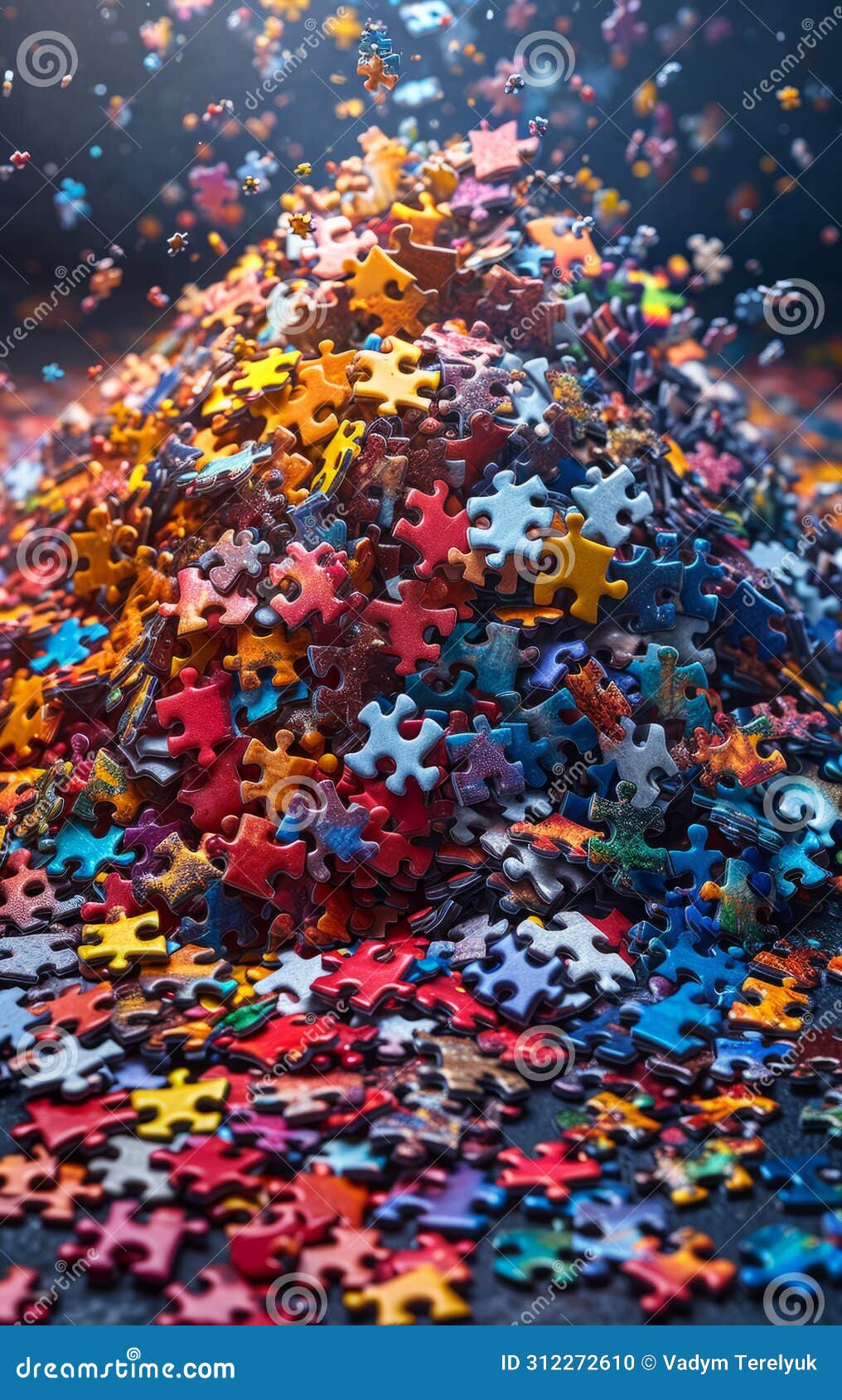 Pile of Colorful Jigsaw Puzzle Pieces Stock Photo - Image of playing ...