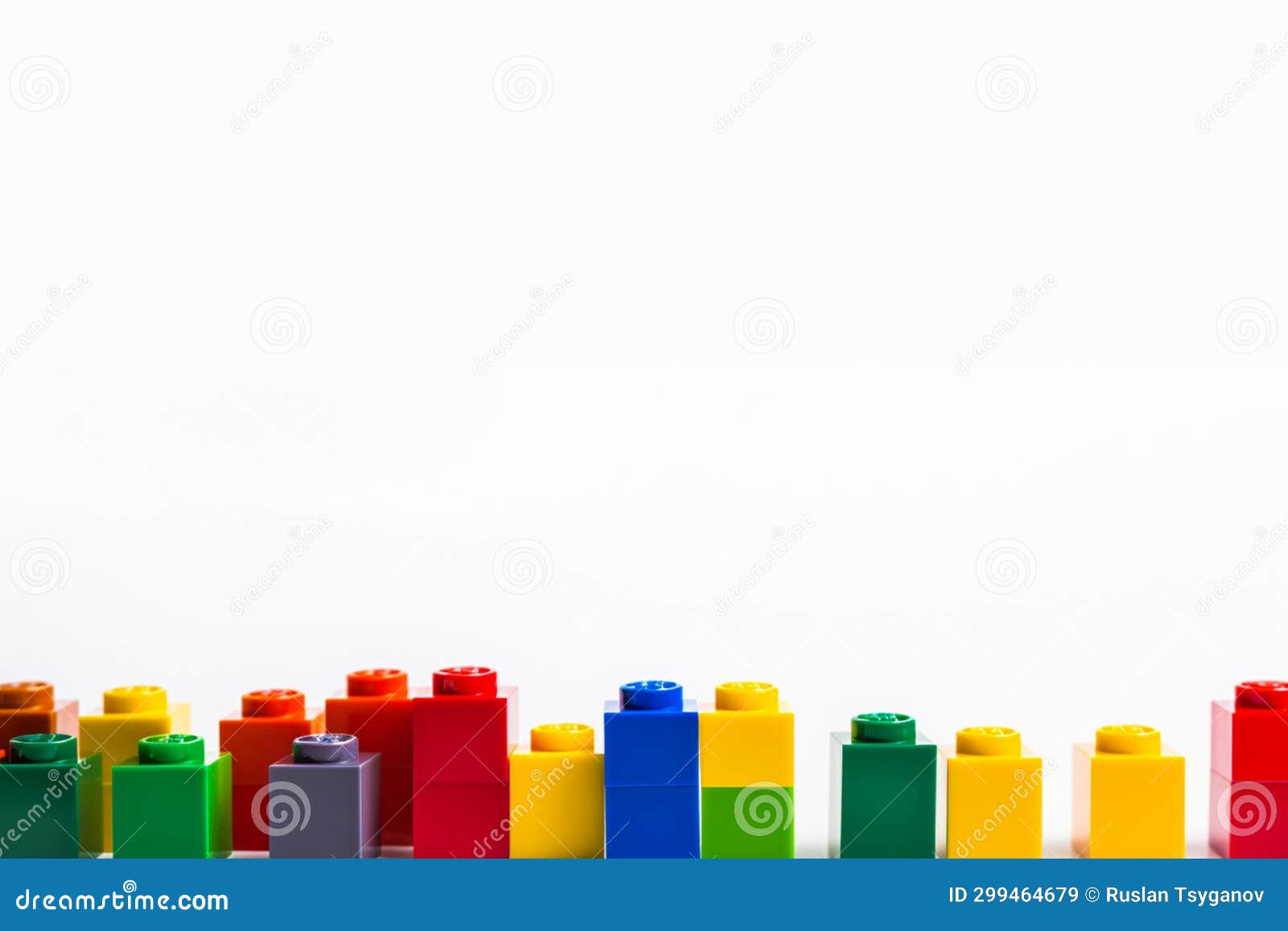 Colorful Lego Building Blocks on a White Background. Educational Game ...