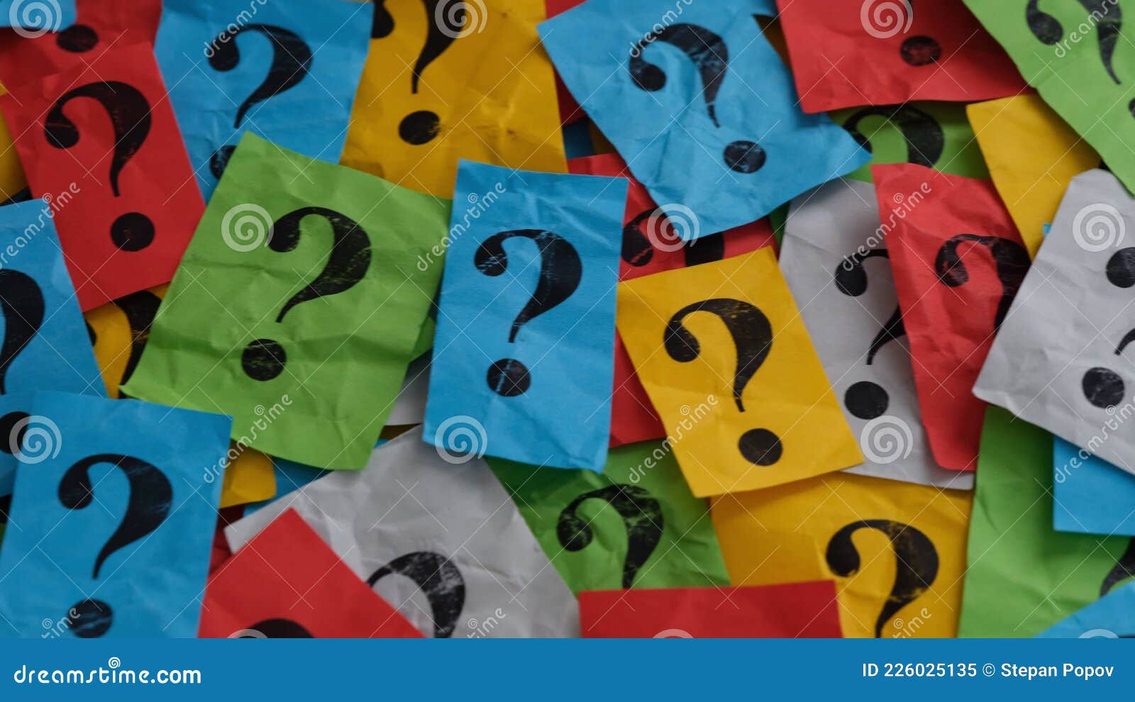 Pile of Colorful Paper Notes with Question Marks Stock Video - Video of ...