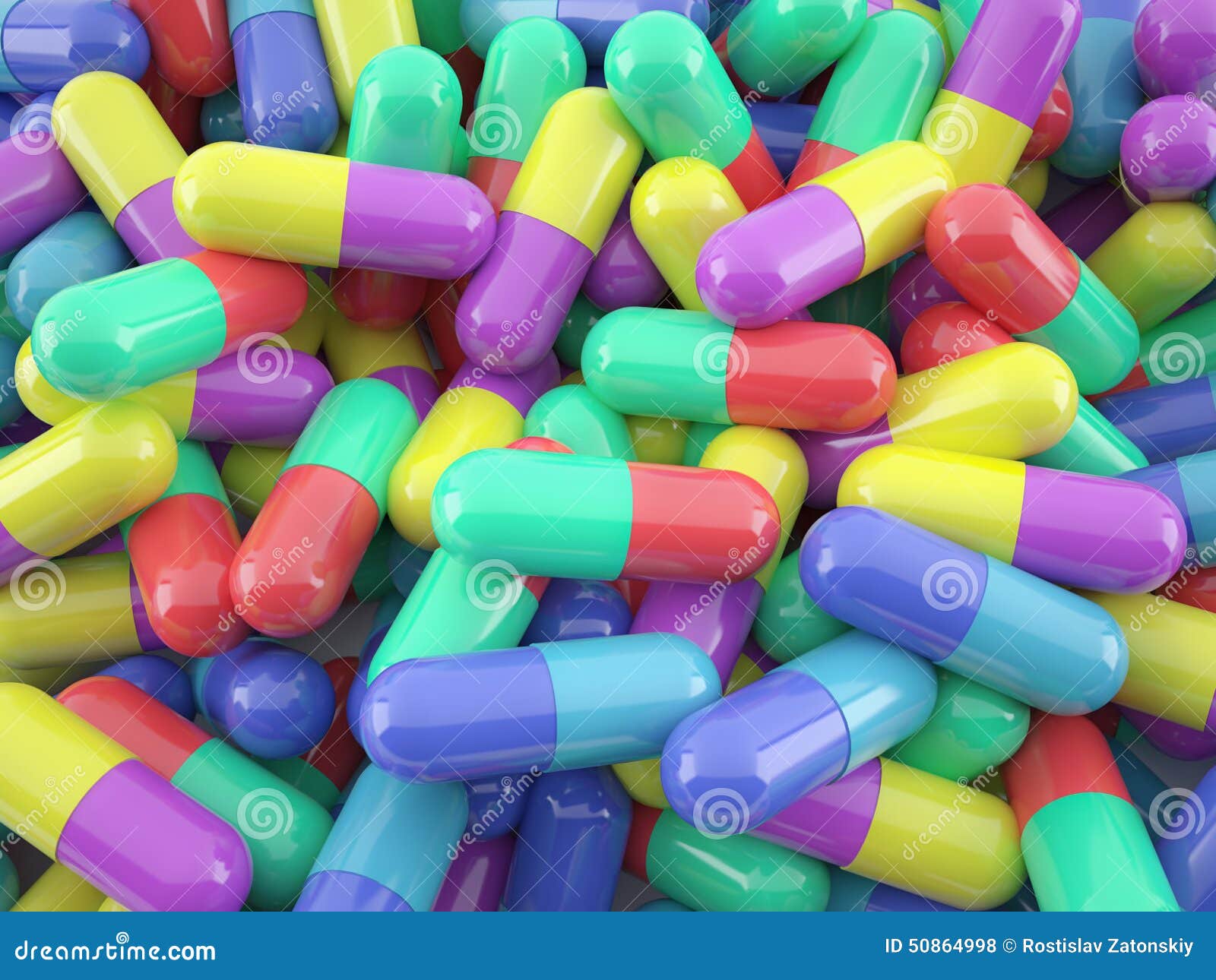 Pile Of Pills Coming Out From A Pill Bottle In Color Fantasy With ...