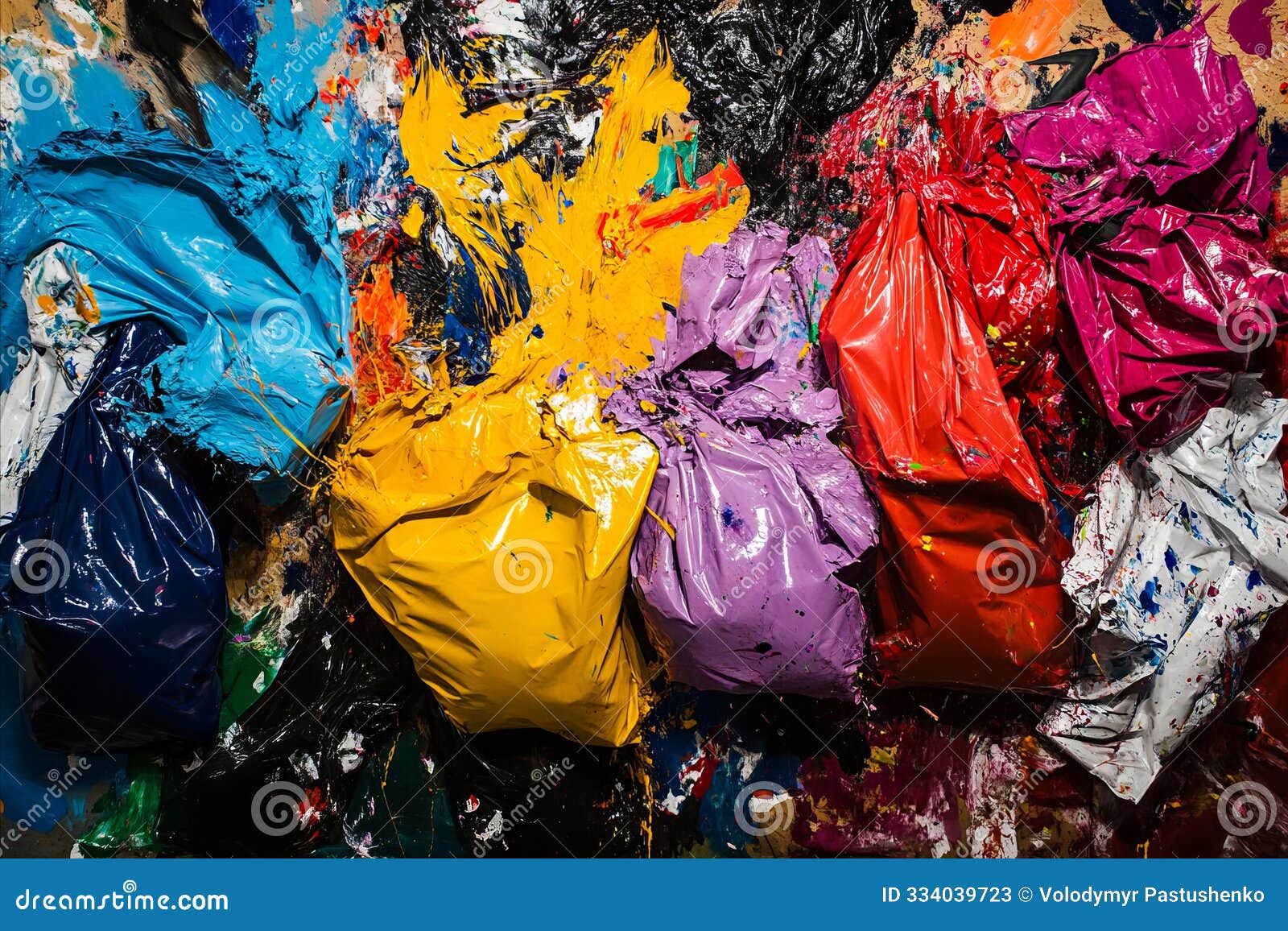 A Pile of Colorful Plastic Bags Sitting on Top of a Table Stock Image ...