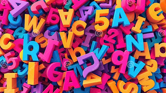 A Pile of Colorful Plastic Letters and Numbers. Suitable for ...