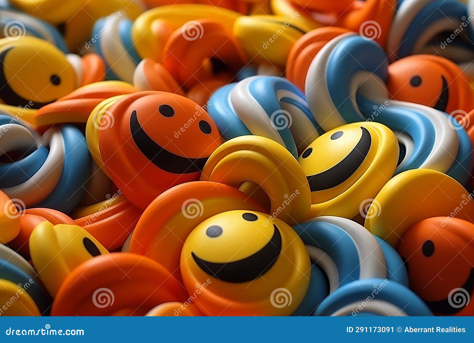 A Pile of Colorful Plastic Smiley Faces Stock Illustration ...