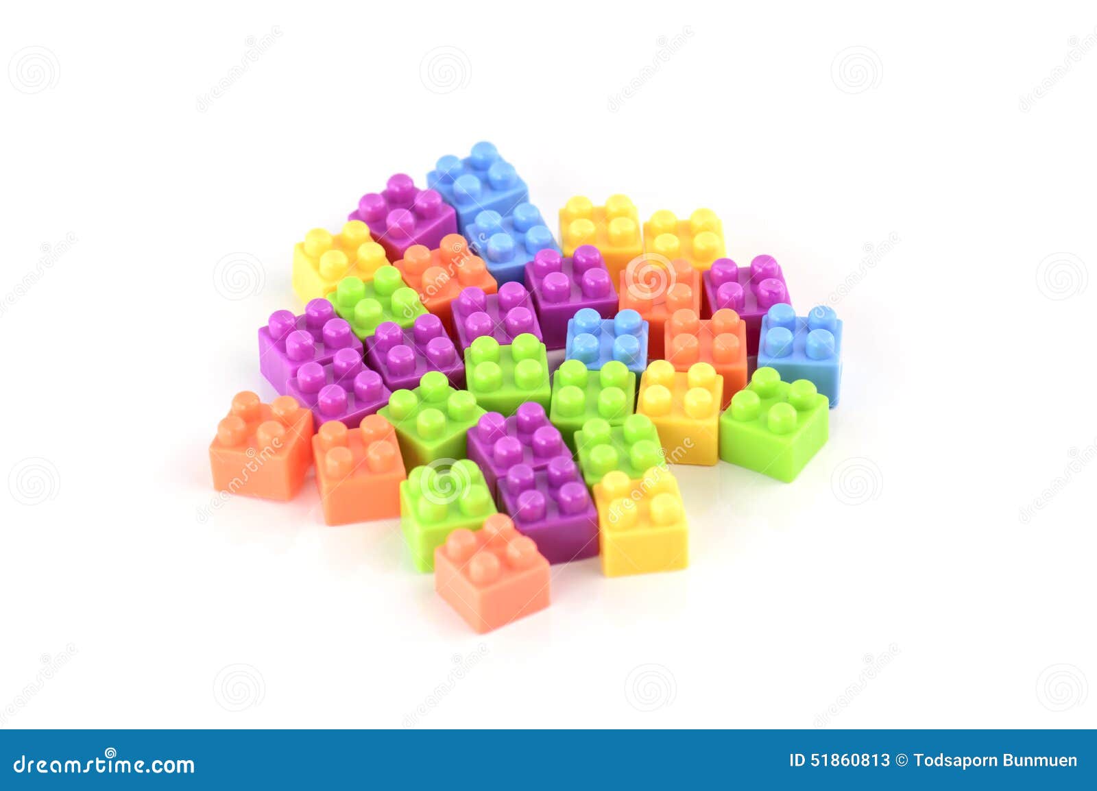 Pile of Colorful Plastic Toy Bricks on White Background Stock Image ...