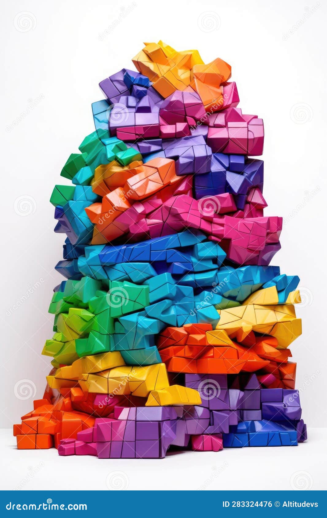 Pile of Colorful Puzzle Pieces Connecting Together Stock Illustration ...