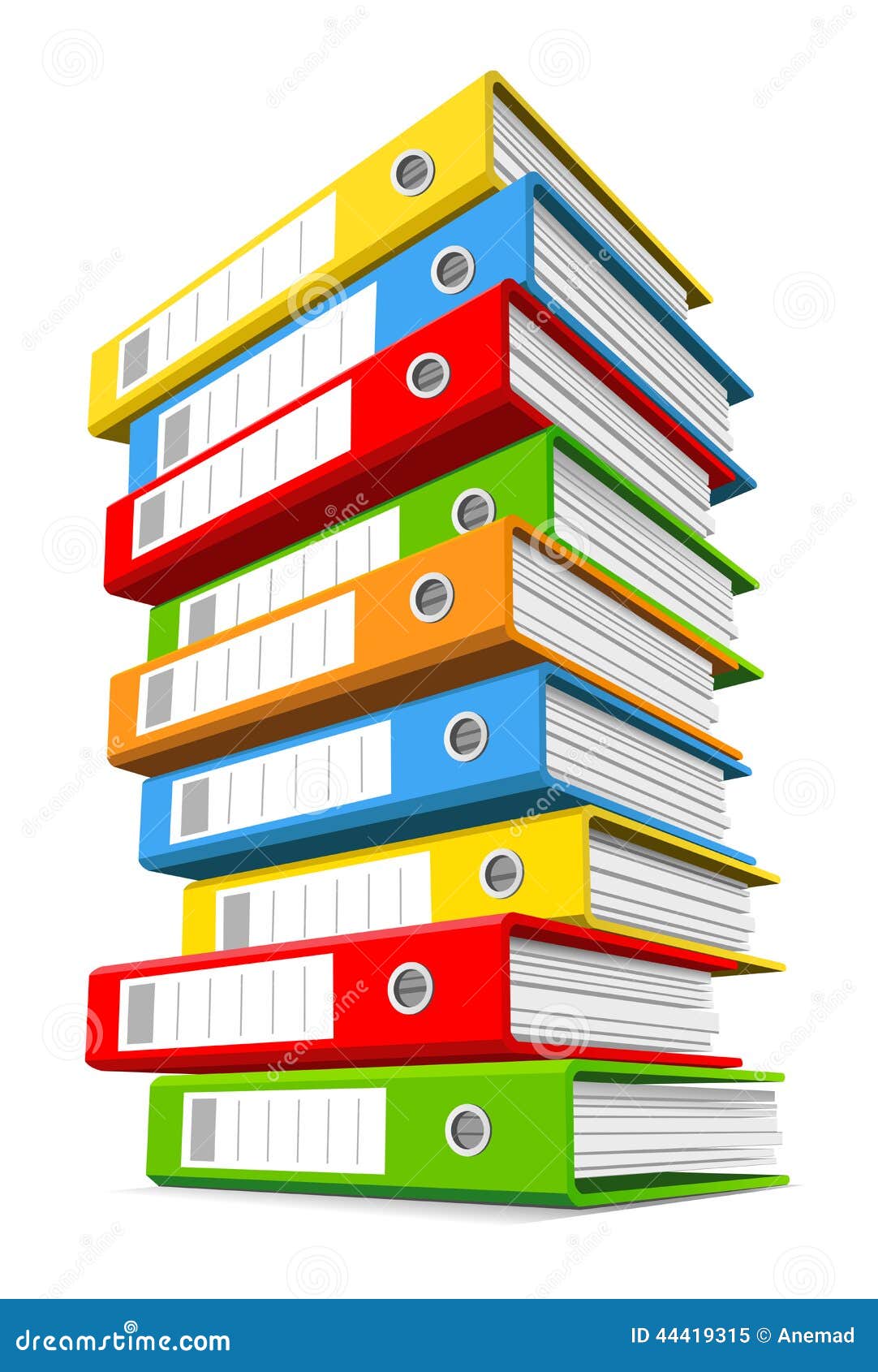 Pile of Colorful Ring Binders Stock Vector - Illustration of report ...