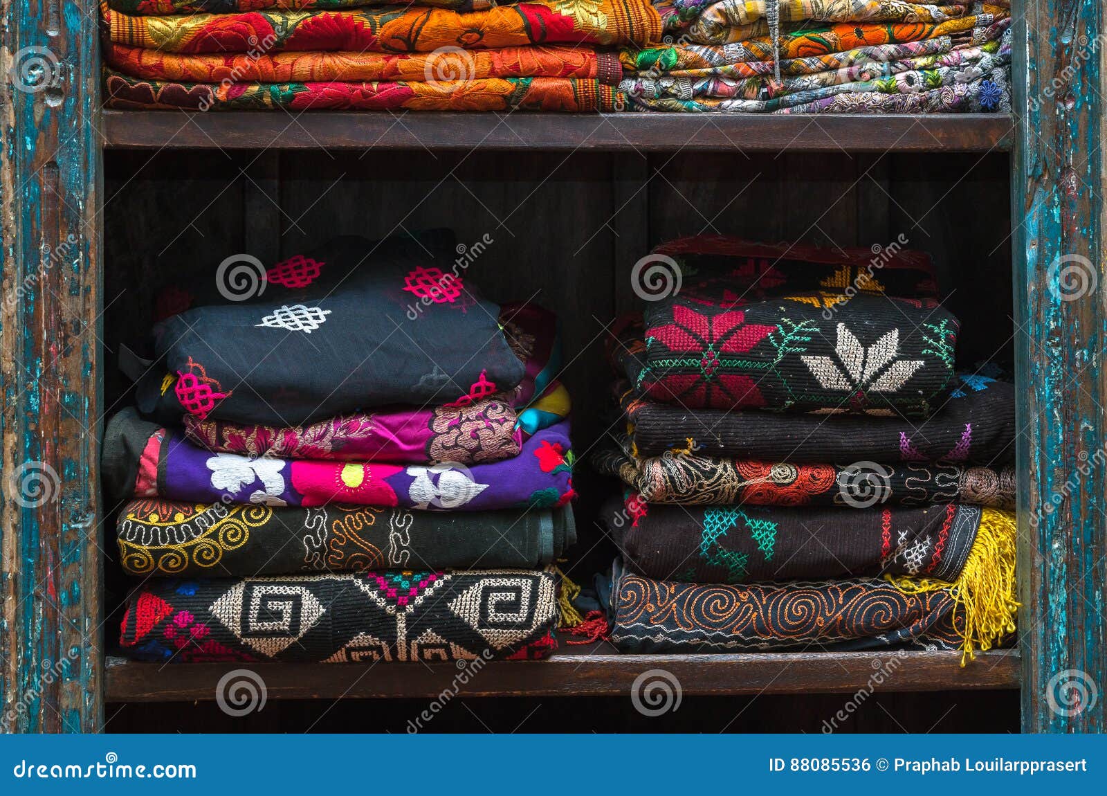 A Pile of Colorful Rugged Peruvian Textile and Fabrics. Stock Photo ...