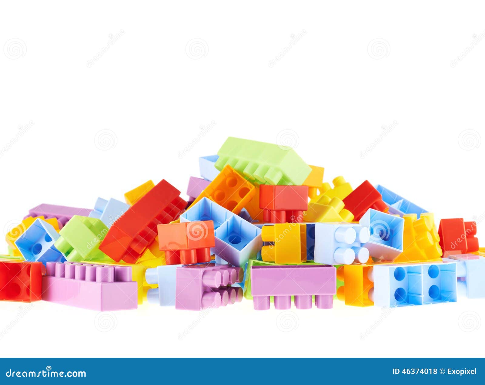 Pile of Colorful Toy Construction Bricks Stock Photo - Image of ...