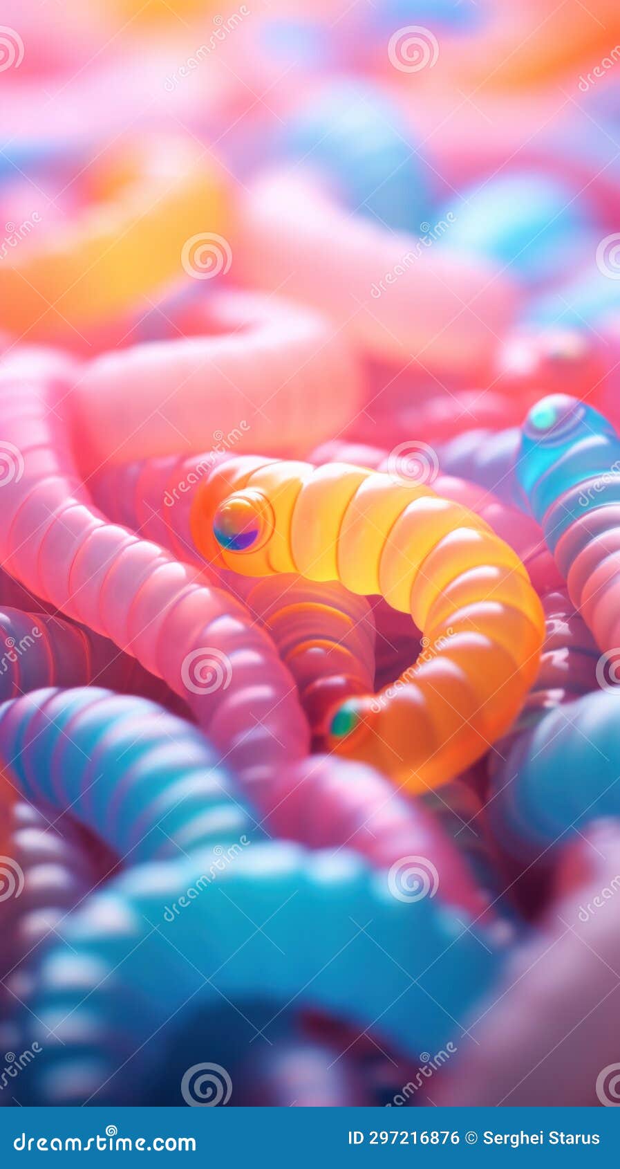 A Pile of Colorful Worms with a Bright Background, AI Stock ...