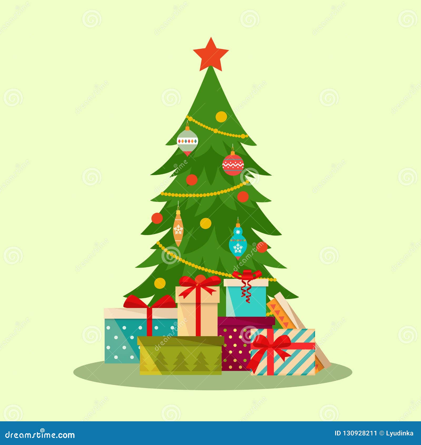 Pile of Colorful Wrapped Gift Boxes in Front of the Christmas Tree ...