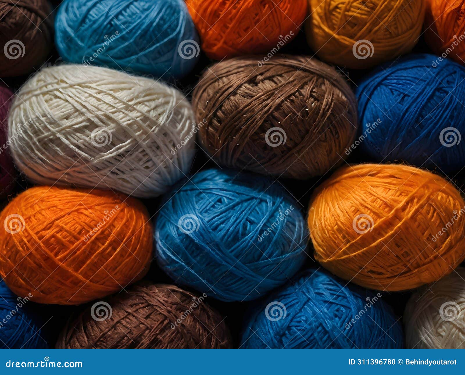 Pile of Colorful Yarn Balls in Various Sizes and Textures Stock ...