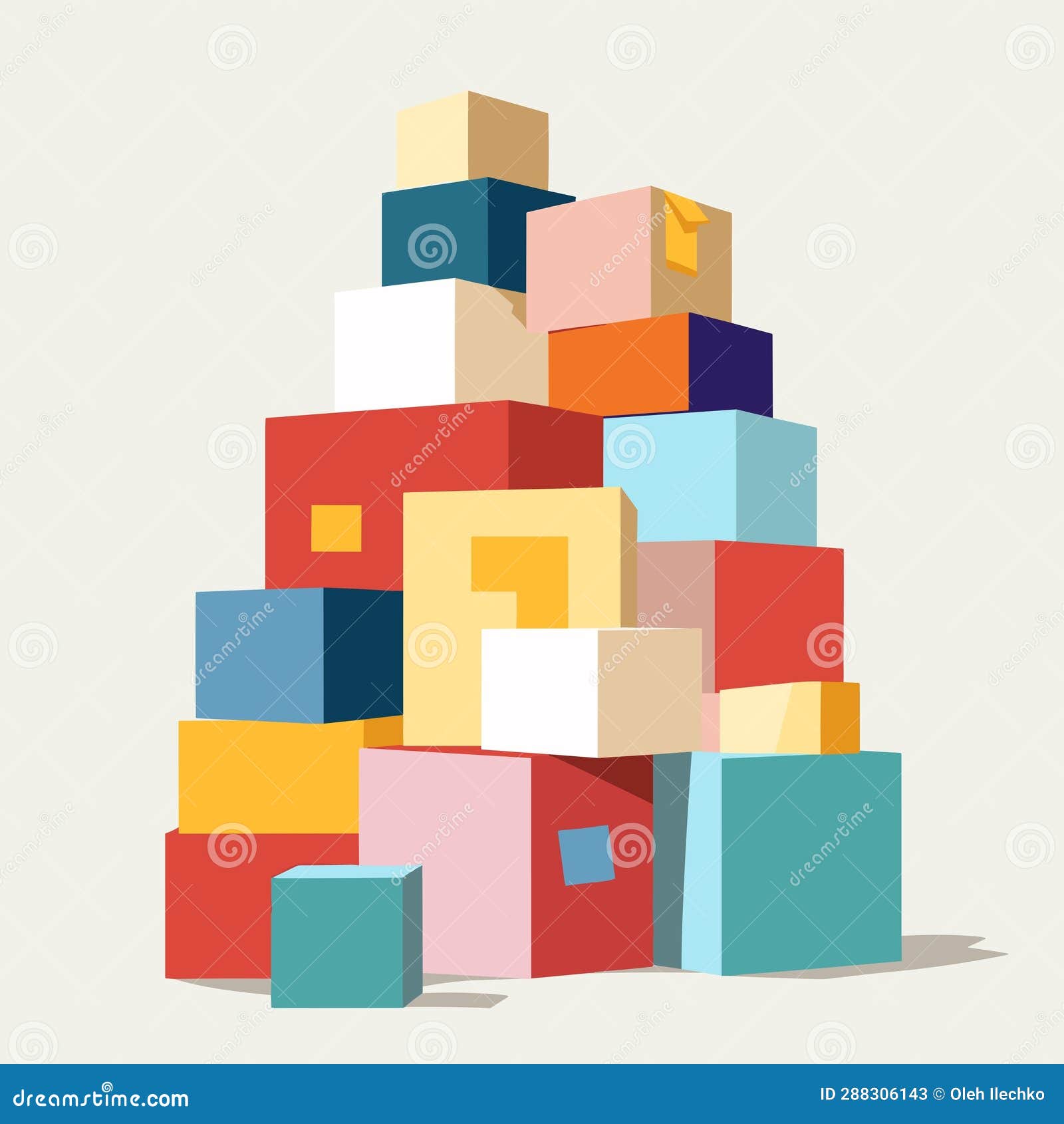 Pile of Colorfull Boxes Vector Flat Isolated Illustration Stock Vector ...