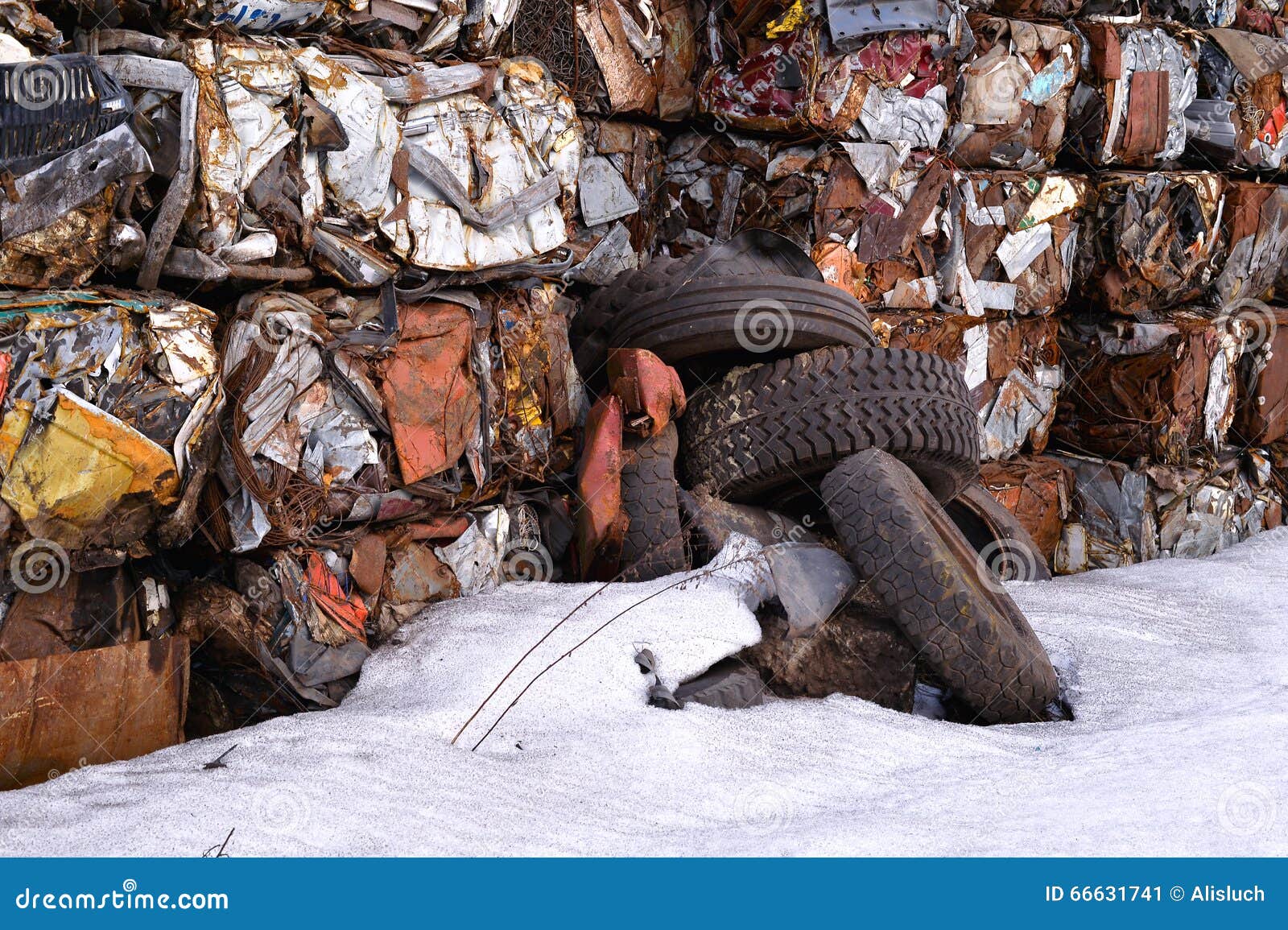 A Pile of Compressed Cars in Blocks for Processing Stock Image - Image ...