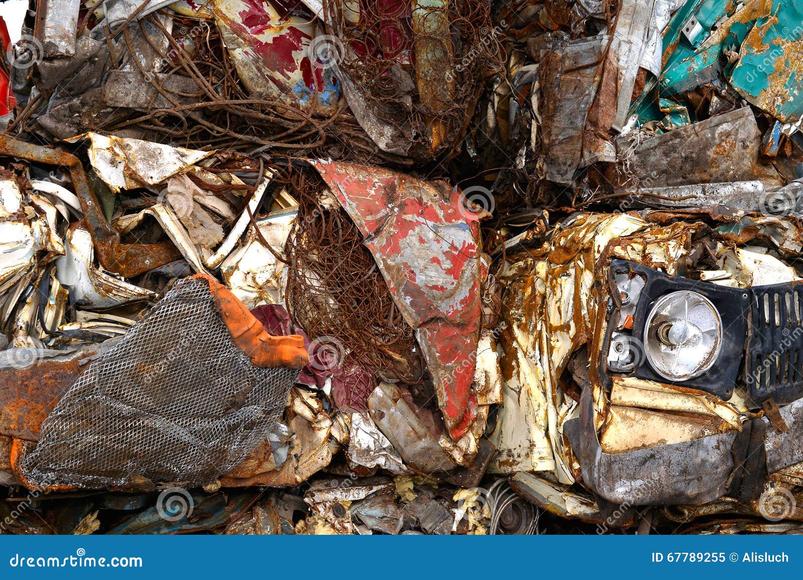 A Pile of Compressed Cars in Blocks for Processing Stock Image - Image ...