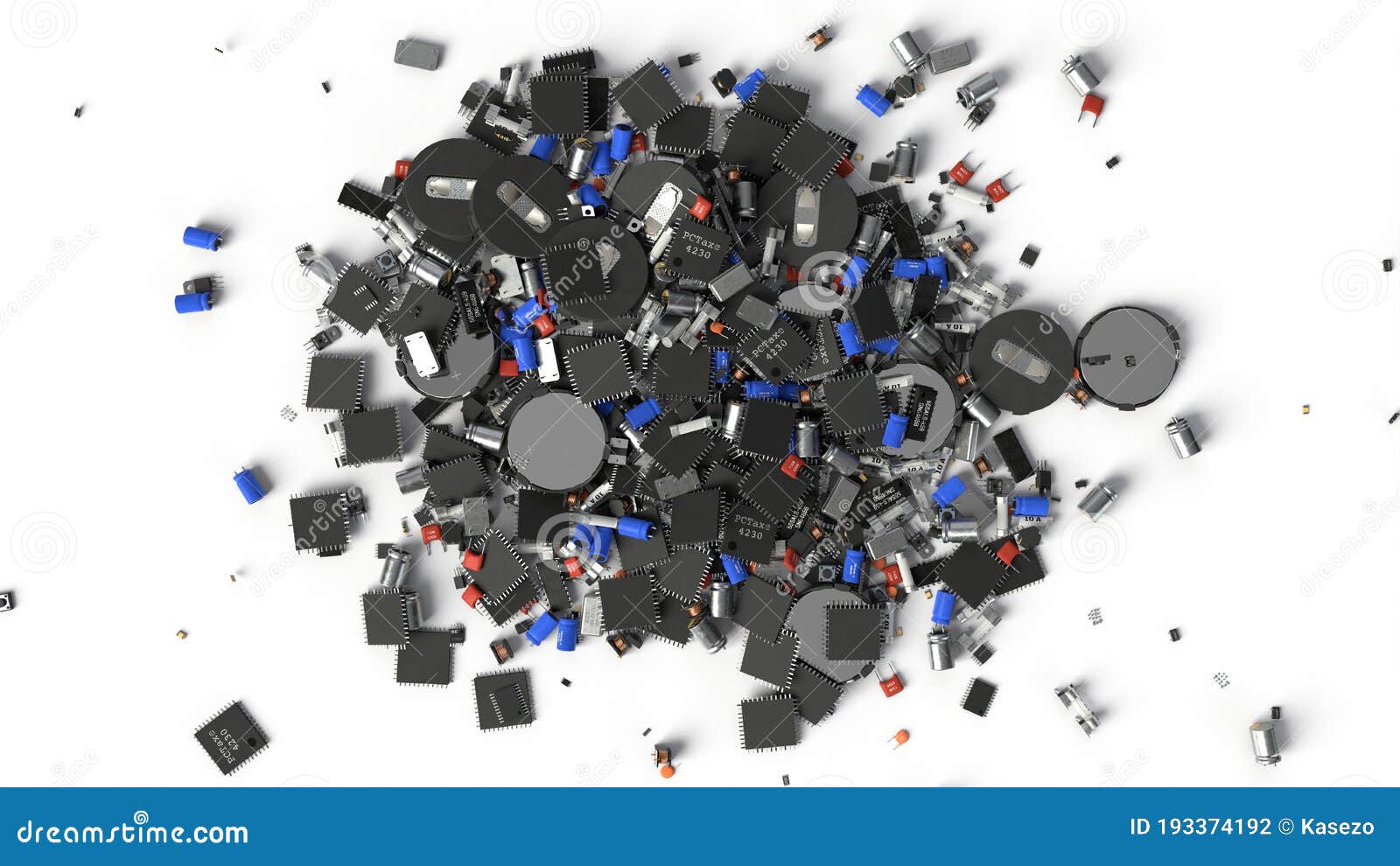 Pile of Computer Electronic Components. 3d Illustration, Stock ...