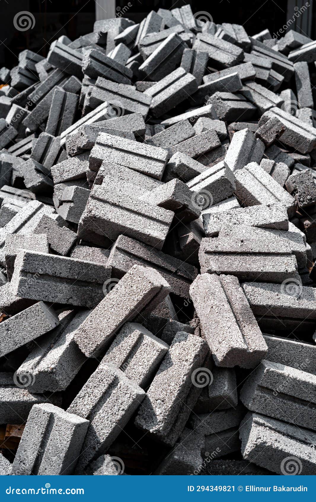Pile of Concrete Bricks at the Construction Site Stock Image - Image of ...