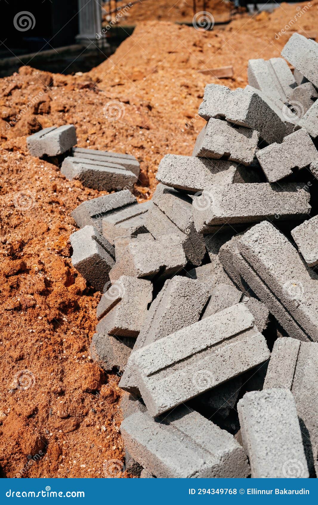Pile of Concrete Bricks and Sand at the Construction Site Stock Photo ...