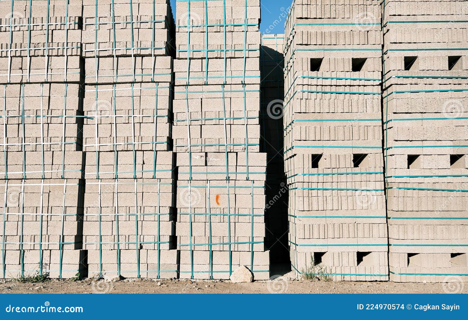 Pile of Concrete Cement Cinder Blocks Stock Photo - Image of outdoor ...
