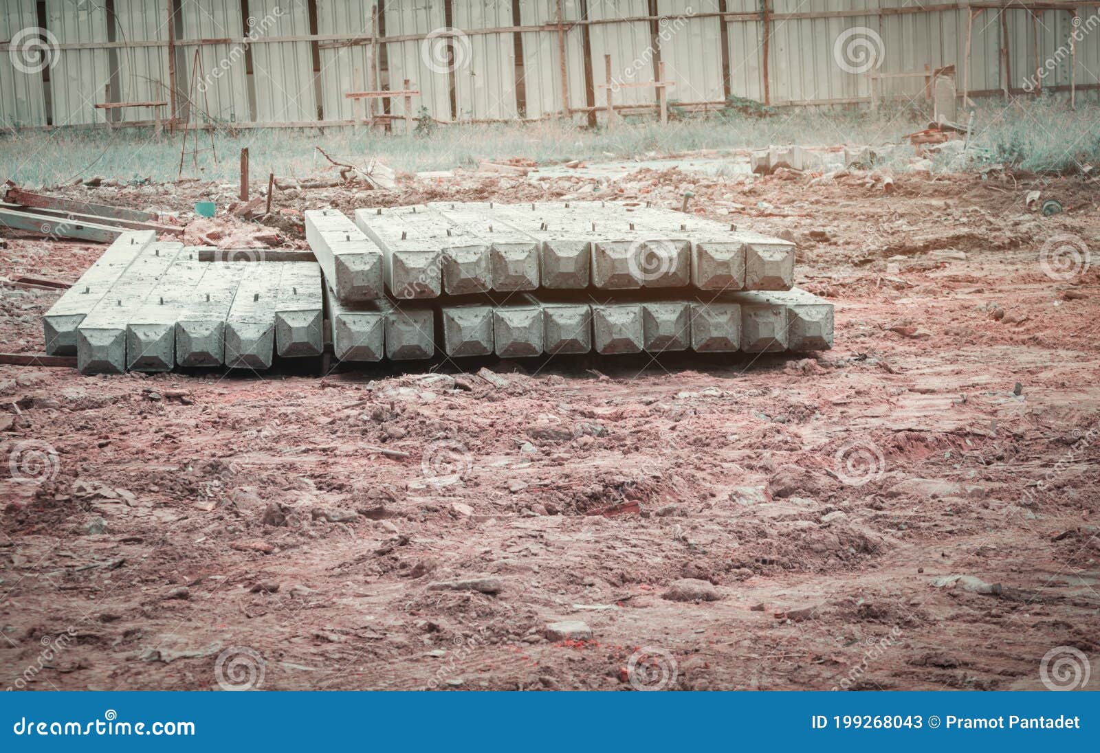 Pile Concrete Pillars on Ground in Construction Site Stock Image ...