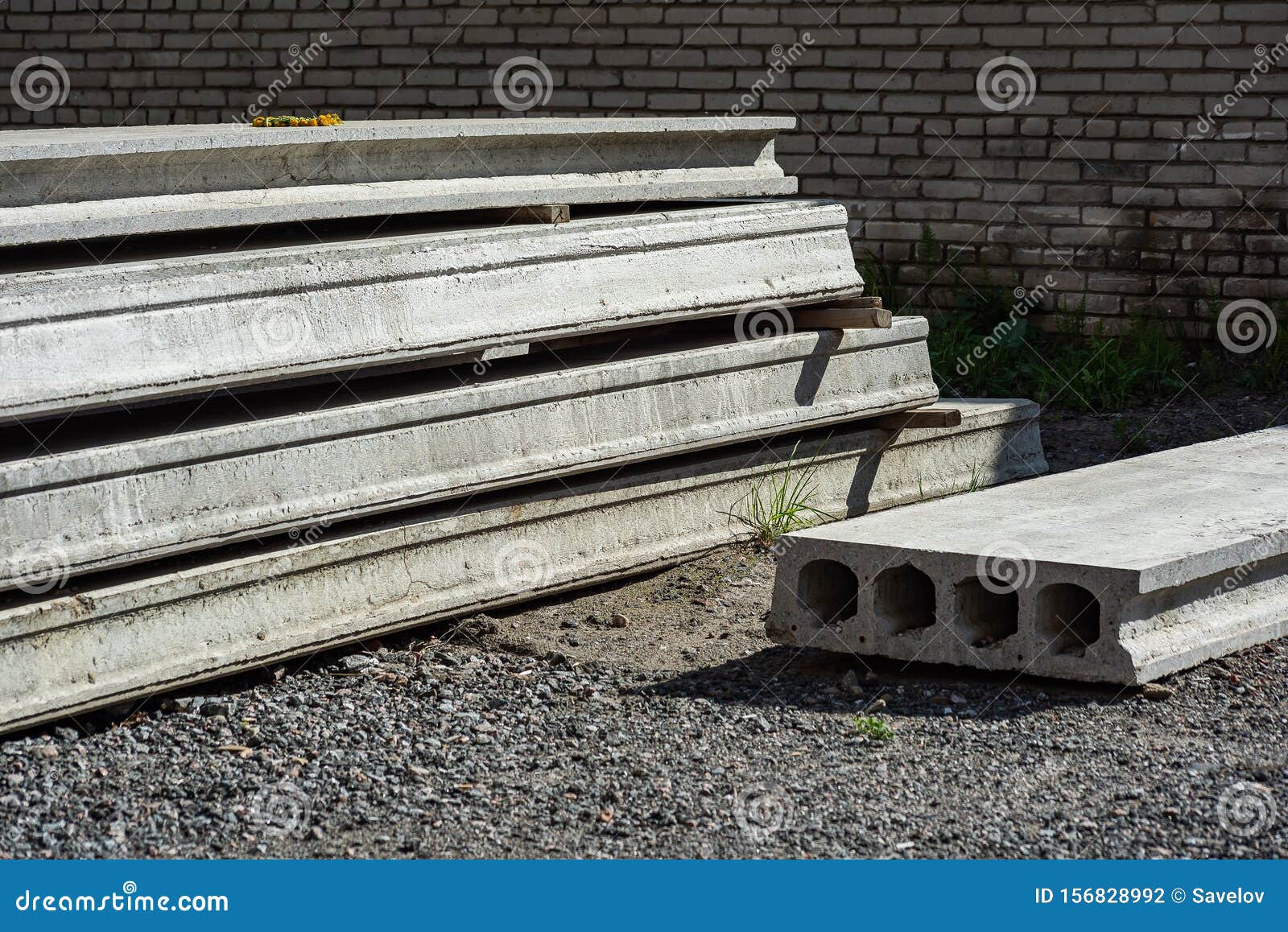 Pile of Concrete Slabs on Gravel Stock Photo - Image of industry, white ...