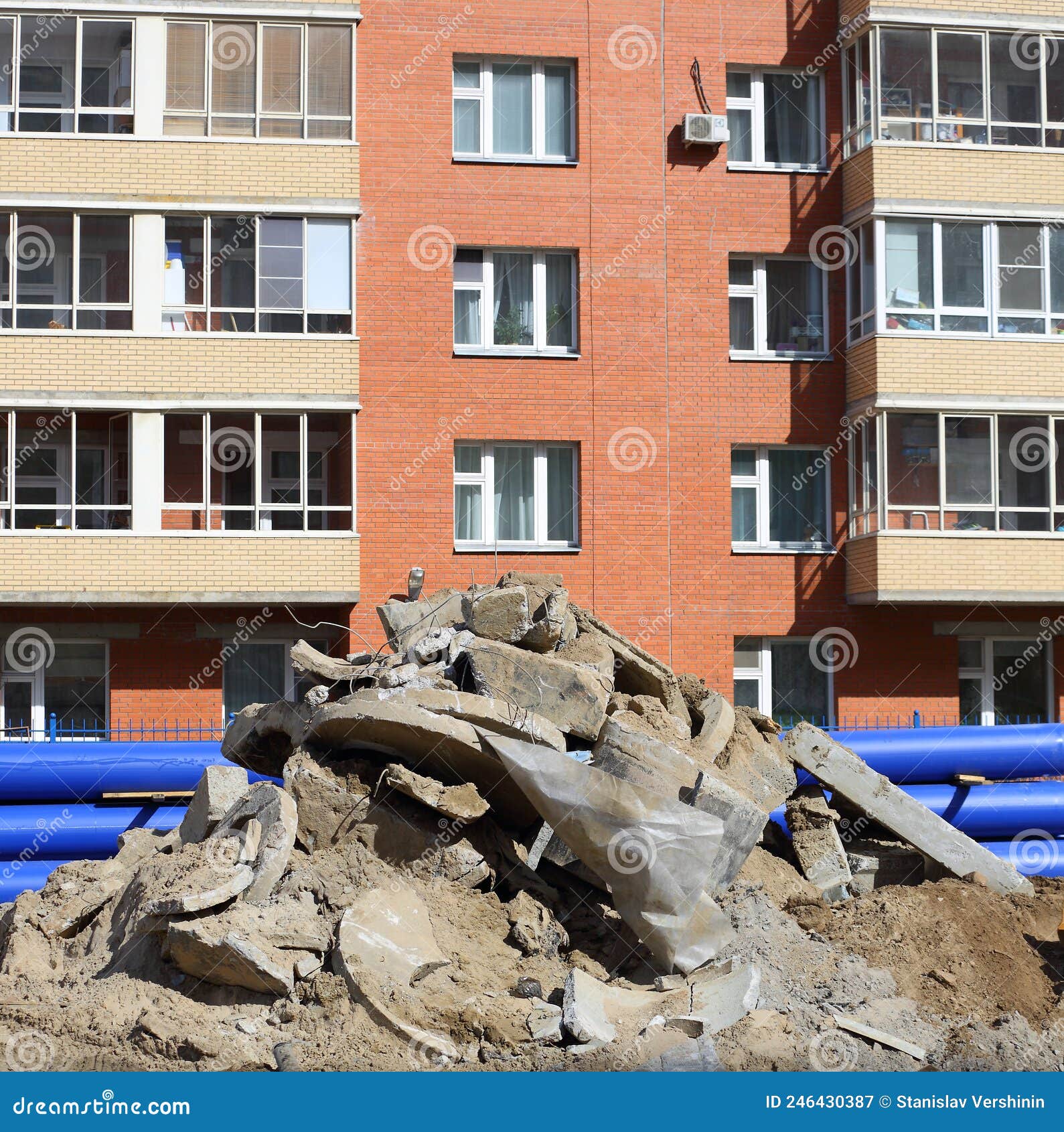 Pile of Construction Debris Near a Modern House Stock Image - Image of ...