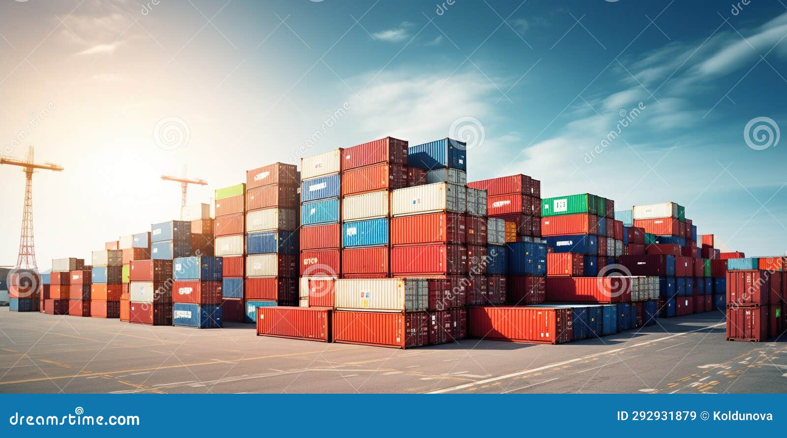 Pile of Containers on a Cargo Ship at a Harbor Port , Concept of ...