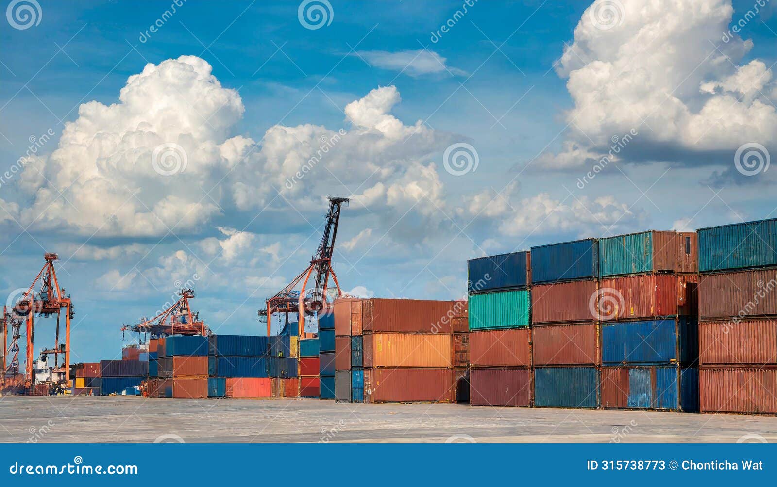 Pile of Containers Stacked in the Portm, Generative AI Stock ...