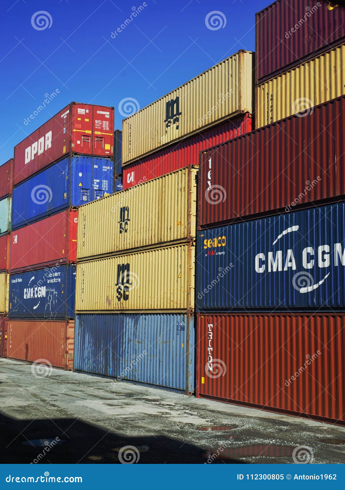 Pile of Containers on Vertical Shape Editorial Image - Image of ...