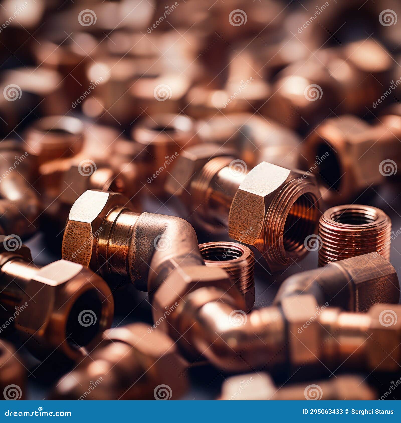 A Pile of Copper Pipes and Fittings, AI Stock Image - Image of machine ...