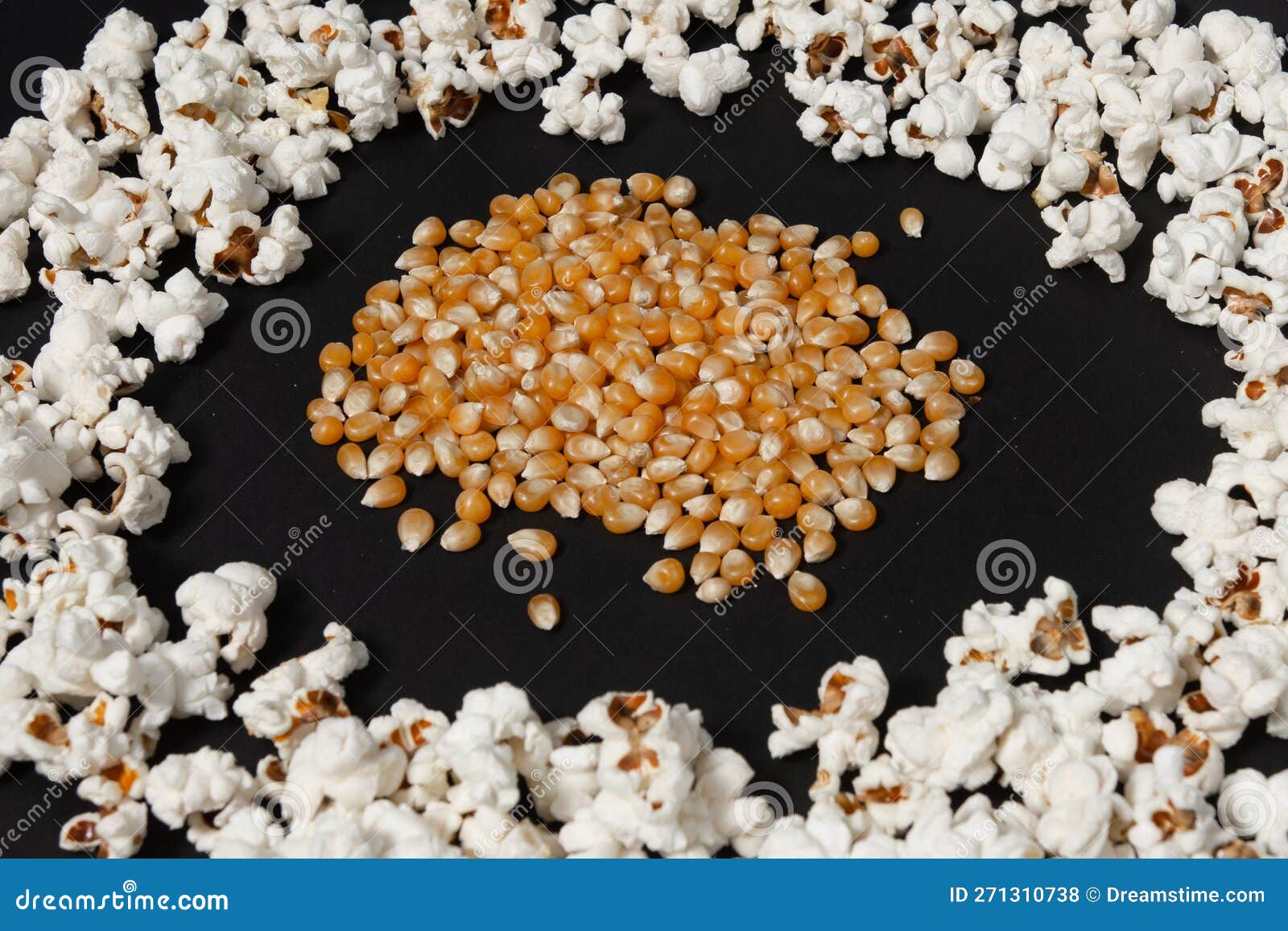A Pile of Corn Kernels in the Middle of a Ready-made Popcorn Circle ...