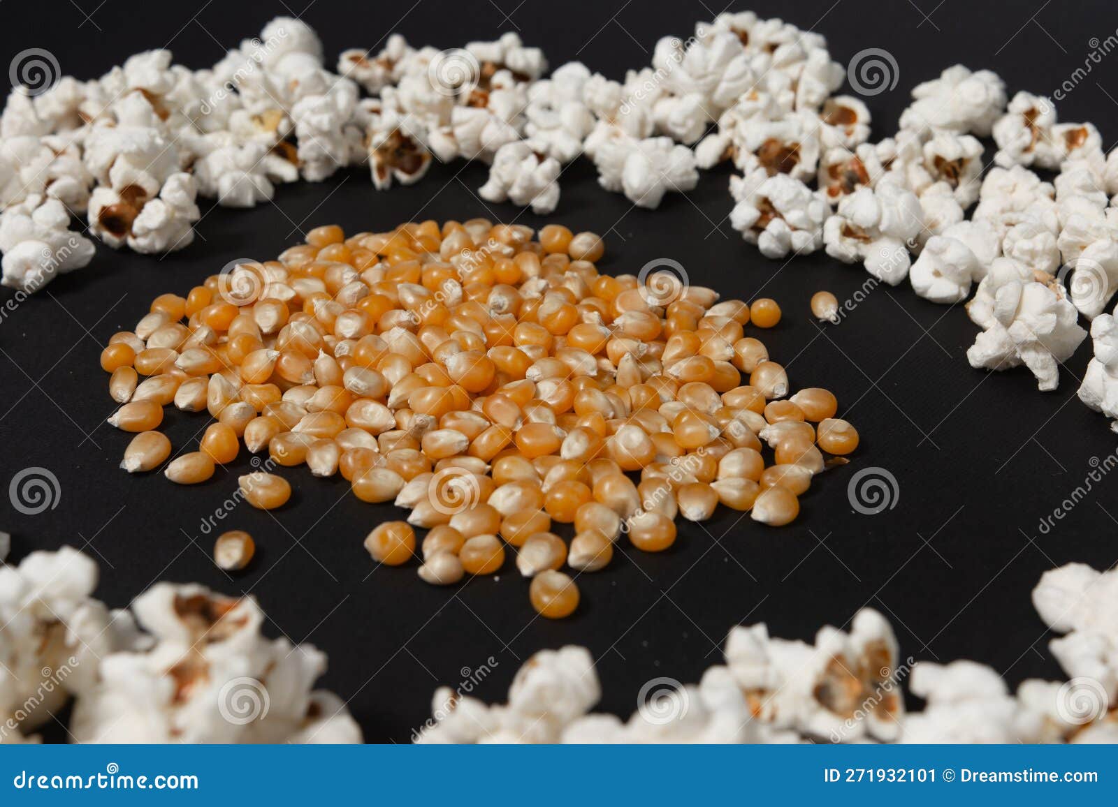 A Pile of Corn Kernels in the Middle of a Ready-made Popcorn Circle ...