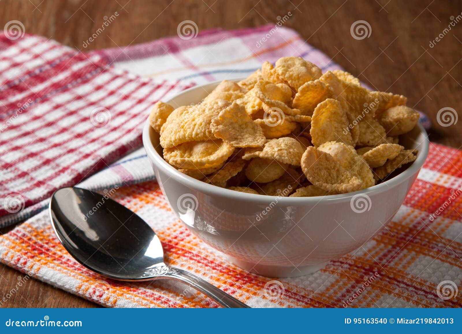 Pile of Cornflakes and a Spoon Stock Photo - Image of corn, dessert ...