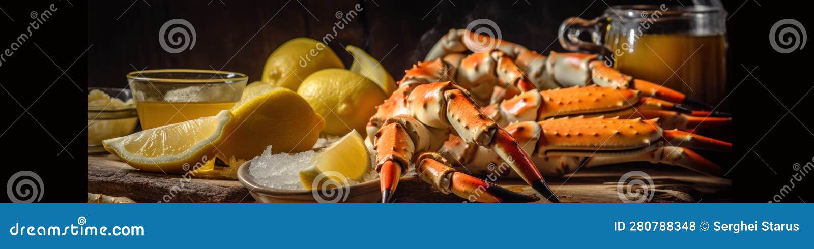 A Pile of Crab Legs Sitting on Top of a Wooden Table. Generative AI ...