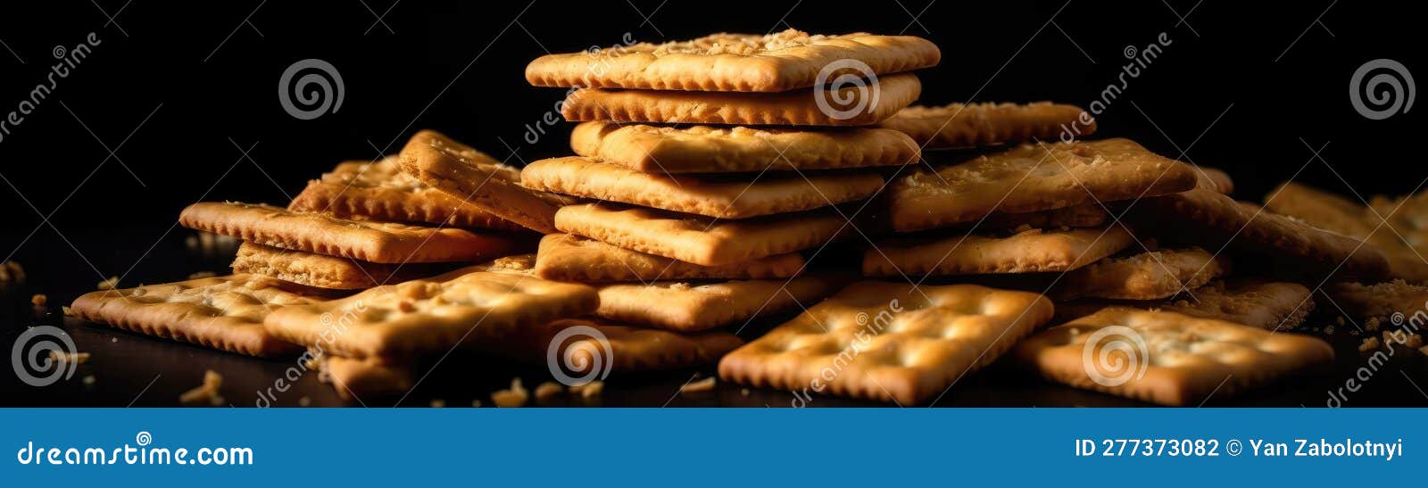 Pile of Crackers on a Black Background. Generative AI Stock ...