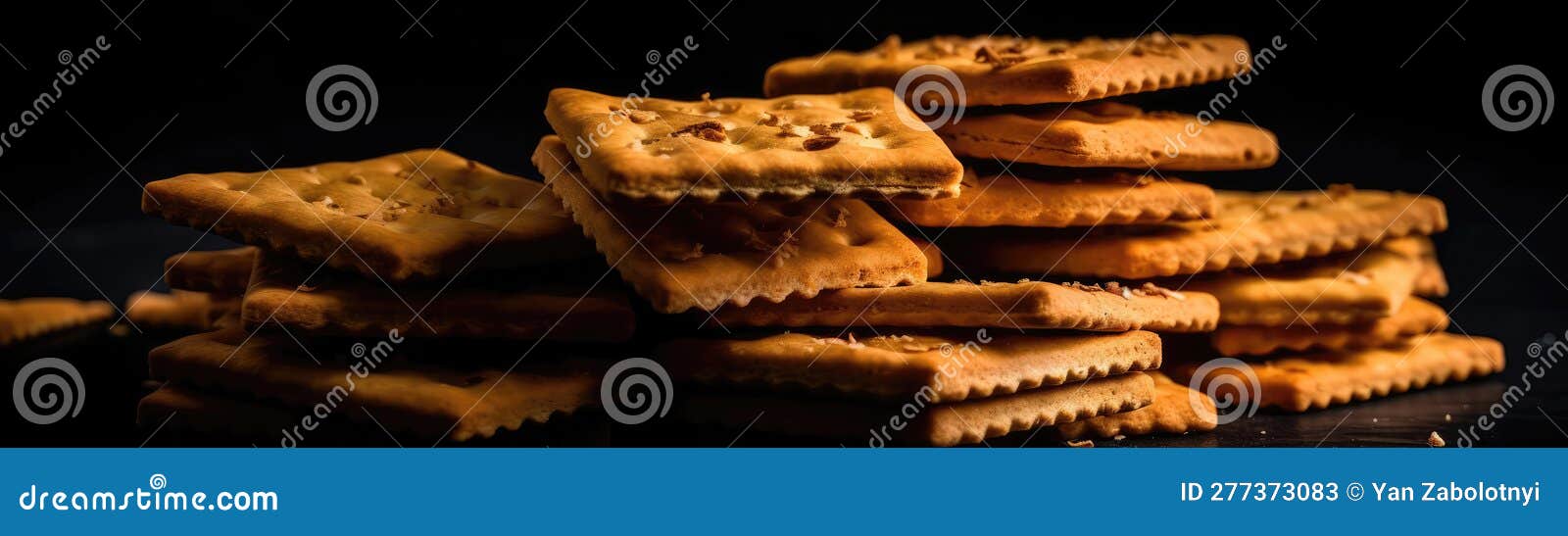 Pile Of Crackers On A Black Background. Generative AI Stock Image ...