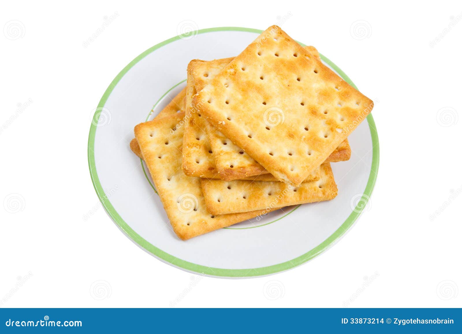 Pile of Crackers on Plate. stock photo. Image of cookie - 33873214