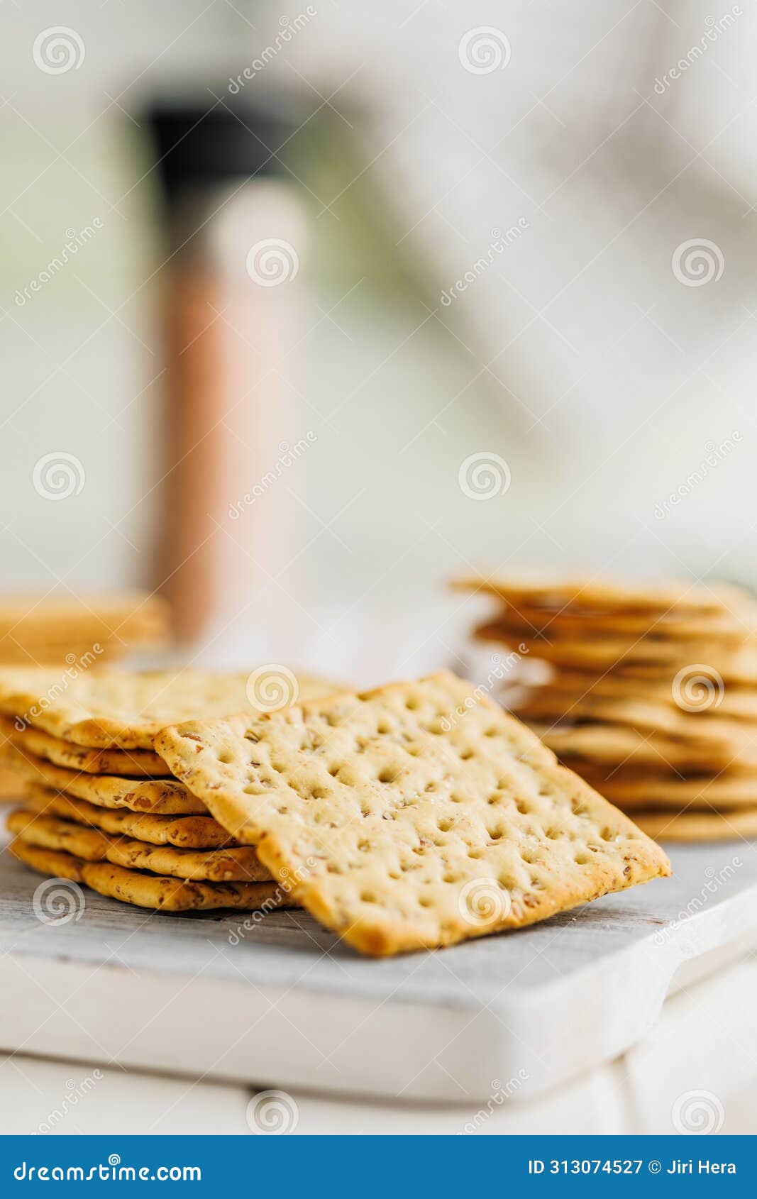 A Pile of Crackers on a Table Stock Image - Image of five, cuisine ...